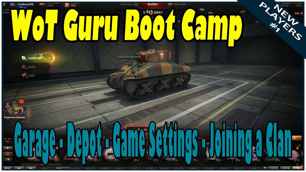 WoT Guru Bootcamp | New Players #1 | Garage - Depot - Settings - YouTube