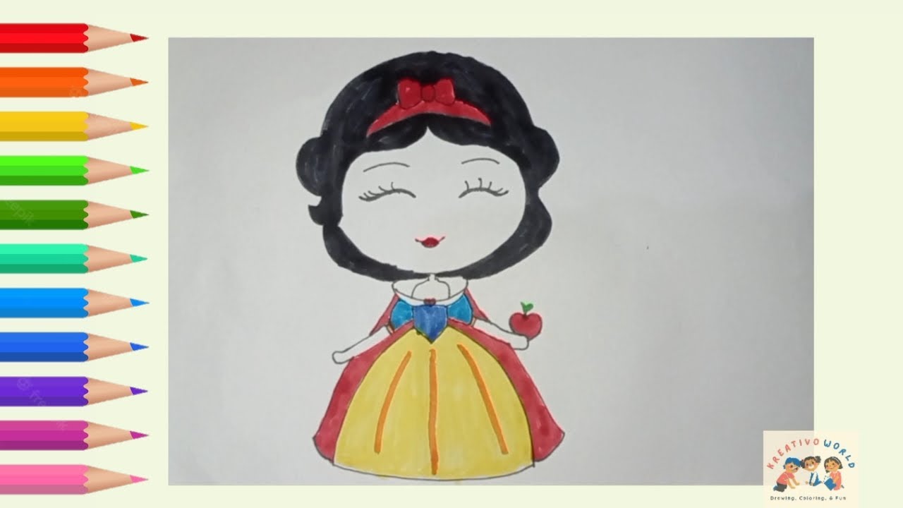 How to Draw Snow White Disney Princess | Easy way to draw for Kids ...