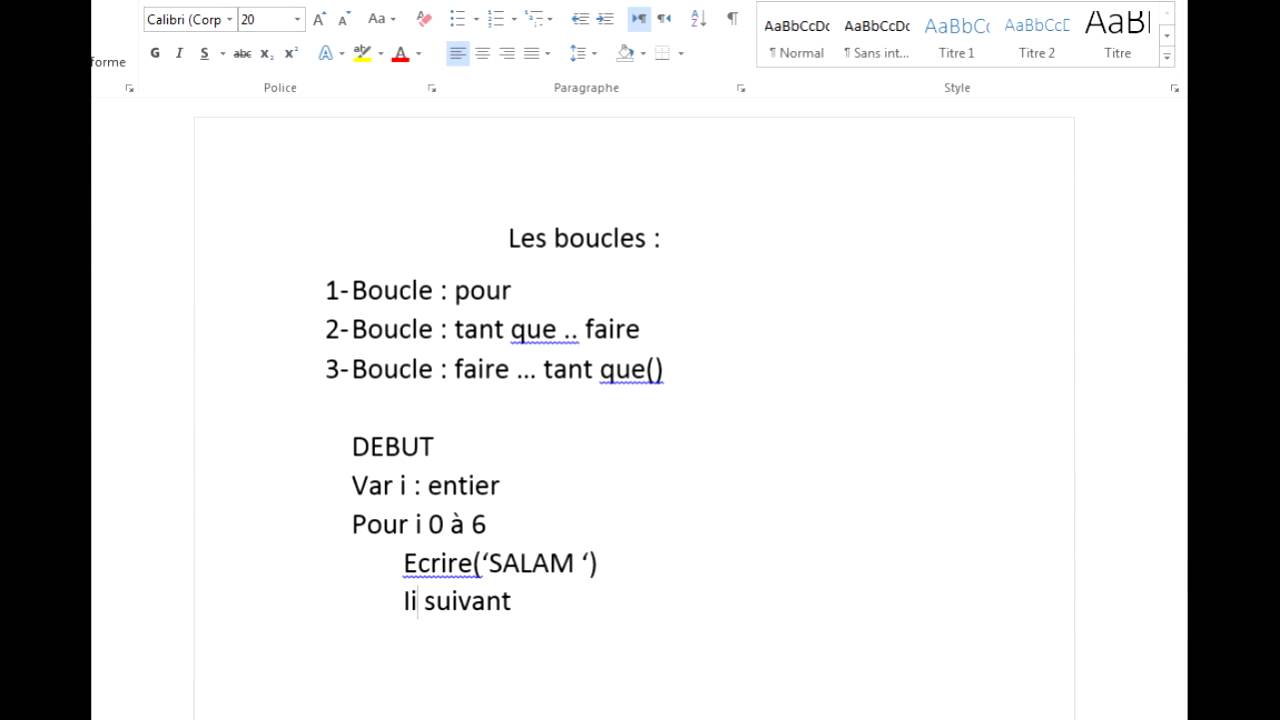 Algorithme ( les boucles ) en darija - YouTube