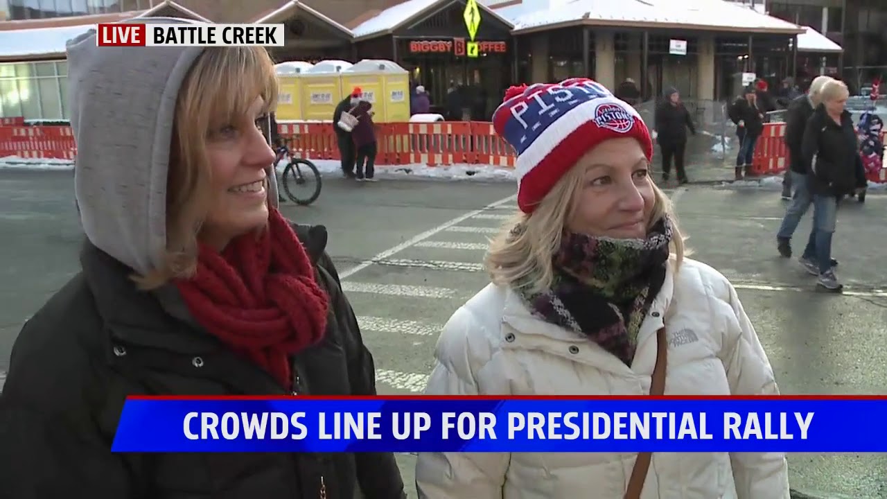 Crowds line up for presidential rally - YouTube