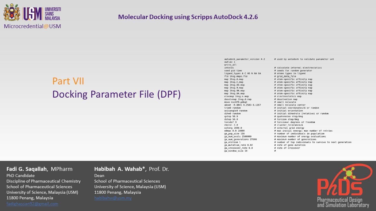 Molecular Docking using AutoDock 4.2.6 | Part 7: Docking Parameter File ...