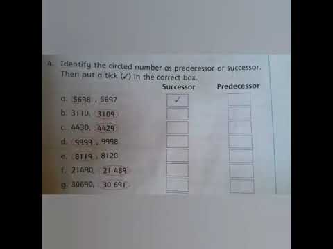 Unit 1: Predecessor and Successor Numbers (Question 4); Mathematics ...