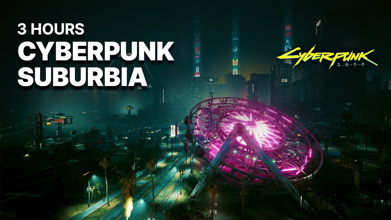 🎧 Cyberpunk Suburbia White Noise 🎧 ASMR City Sounds | Cyberpunk 2077 ...