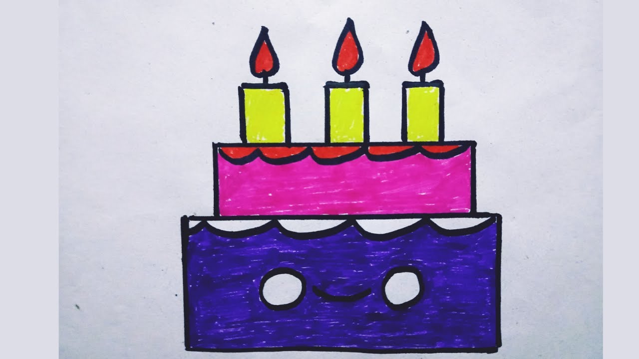 birthday cake tutorial with panting colours for kids | happy birthday ...