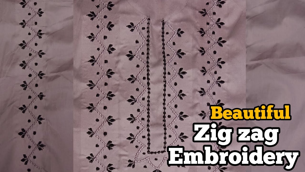 Neckline zig zag embroidery design||Amazing embroidery design||Zakia ...