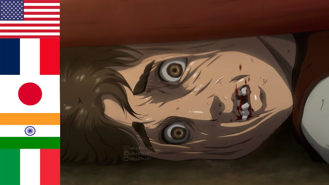 ""Ramzi Death"" in 5 languages Attack On Titan Season 4 Part 3 Episode ...
