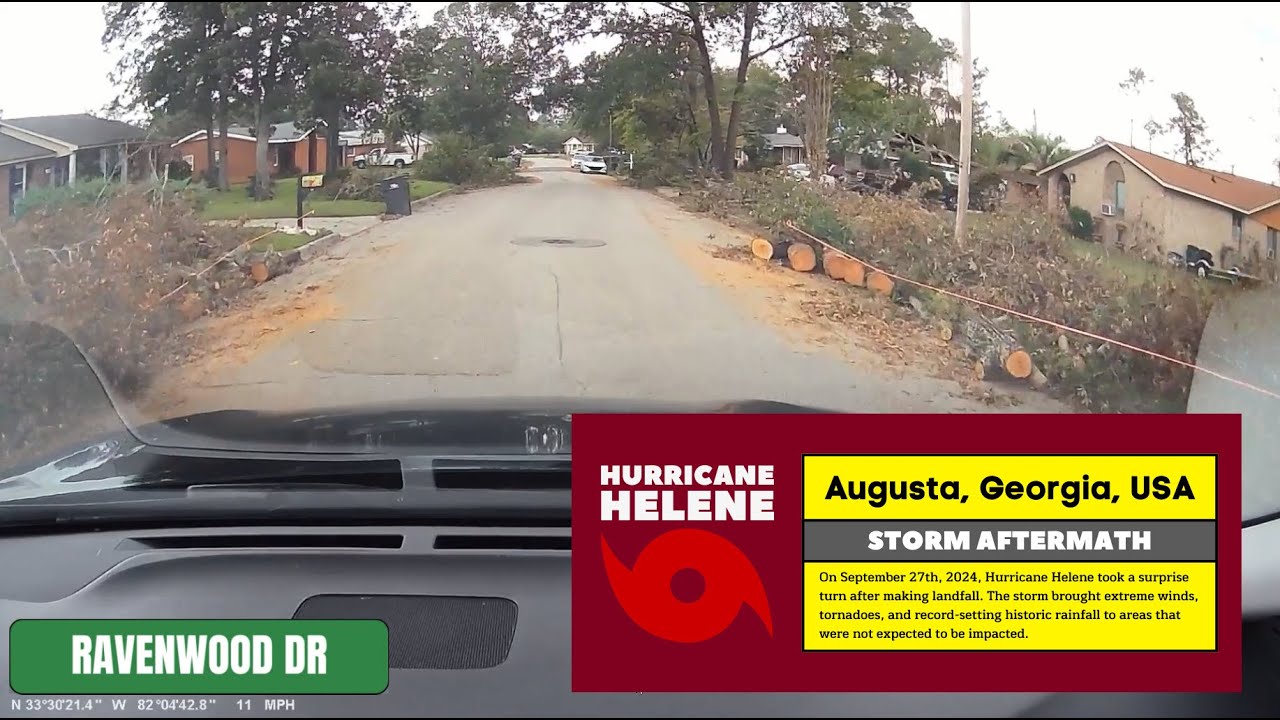 Aftermath of Hurricane Helene in Augusta, Georgia - drive through ...