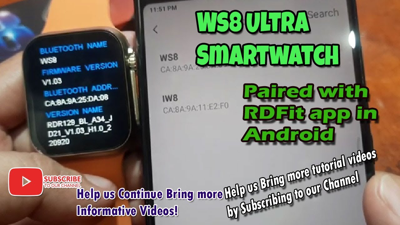 WS8 Ultra Smartwatch Paired with RDFit app in Android - YouTube