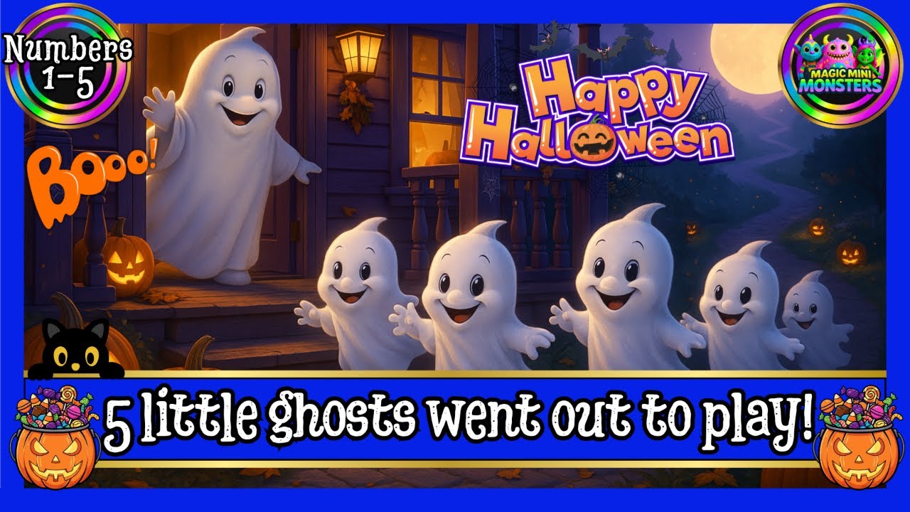 5 little ghosts went out to play! | Halloween Fun | Magic Mini Monsters ...