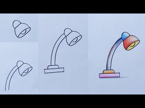How to draw a table lamp step by step | Table lamp easy drawing - YouTube