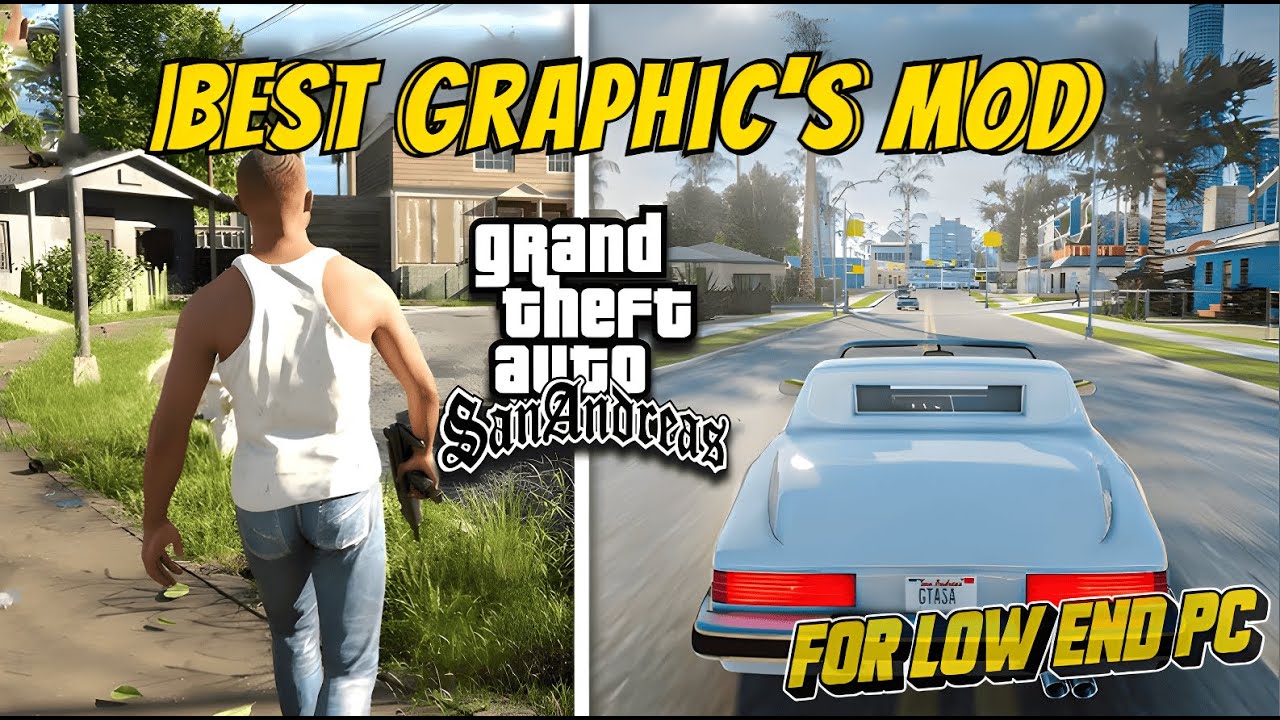 GTA San Andreas Realistic Graphics Mods For Low End PCs 2GB RAM - YouTube