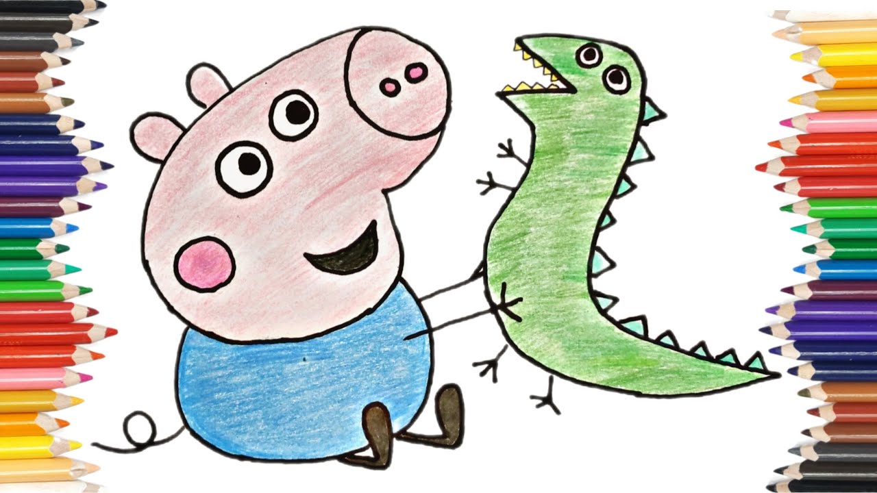 How to draw George pig step by step | Peppa pig family Drawing Painting ...