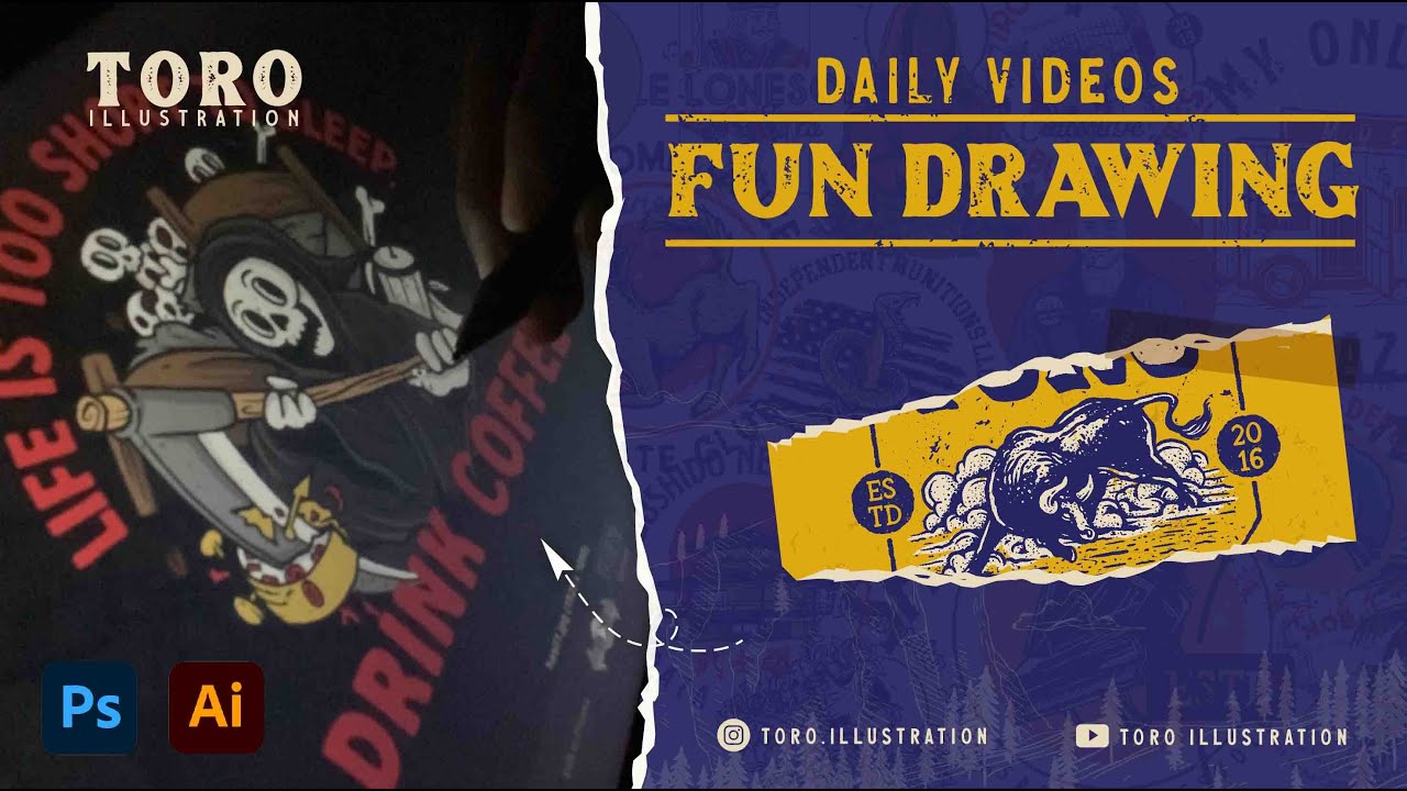 Menggambar Desain Cartoon Retro Vintage Style Menggunakan Adobe ...