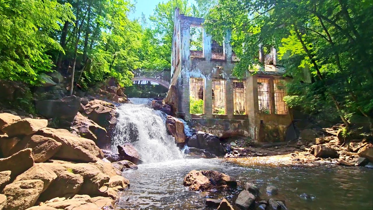 Hike to Beautiful Waterfall that Cascades Through Historic Ruins - YouTube