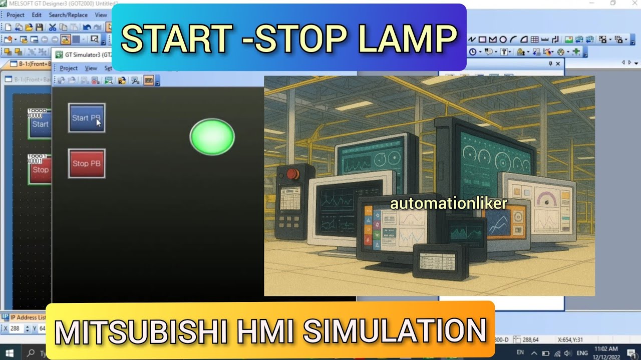 GX Works2: Start - Stop 1 Lamp with 2 button, Connected with GT ...