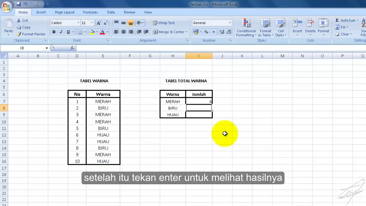 COUNT IF pada excel 2007 - YouTube