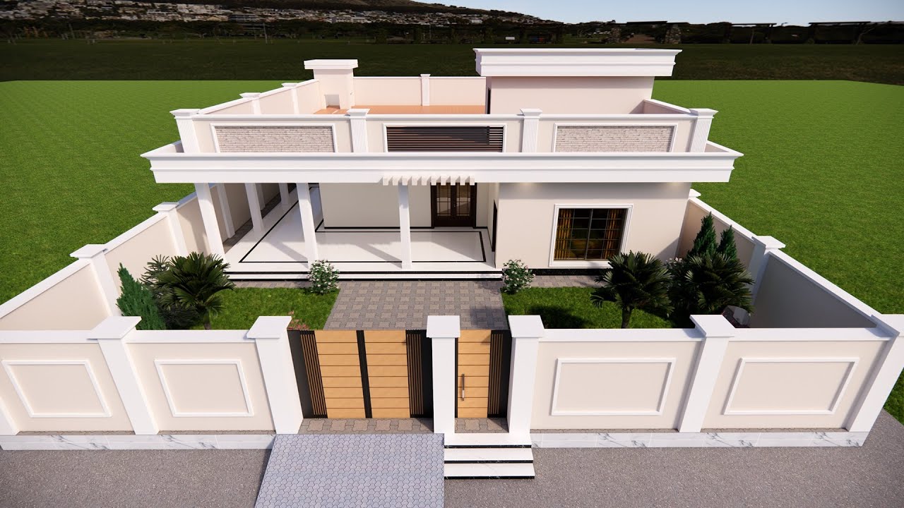 Single floor house design - 4 Bedrooms | Modern village house design ...
