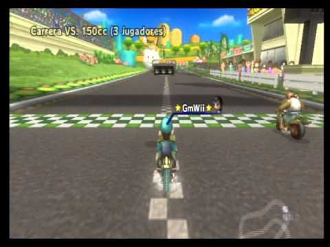 Mario Kart Wii - Luigi Texture [Blue Luigi] In Mach Bike (Yellow) - YouTube