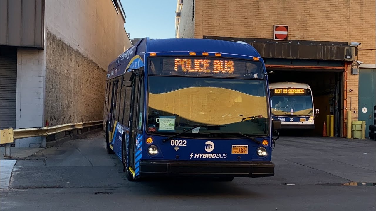 2020 Novabus LFS Hybrid #0022 pulls into the Kingsbridge Bus Depot ...