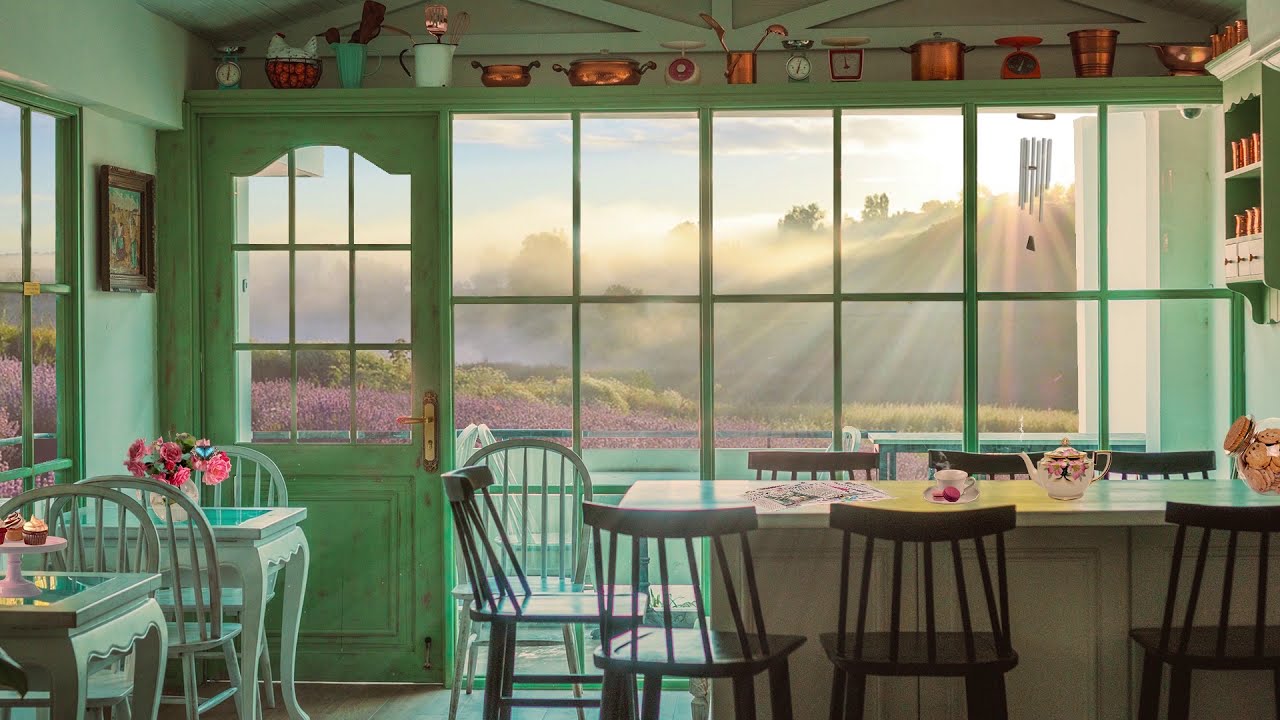 Tea room ambience - newspaper & tea time Asmr - Chime, birds & wind ...