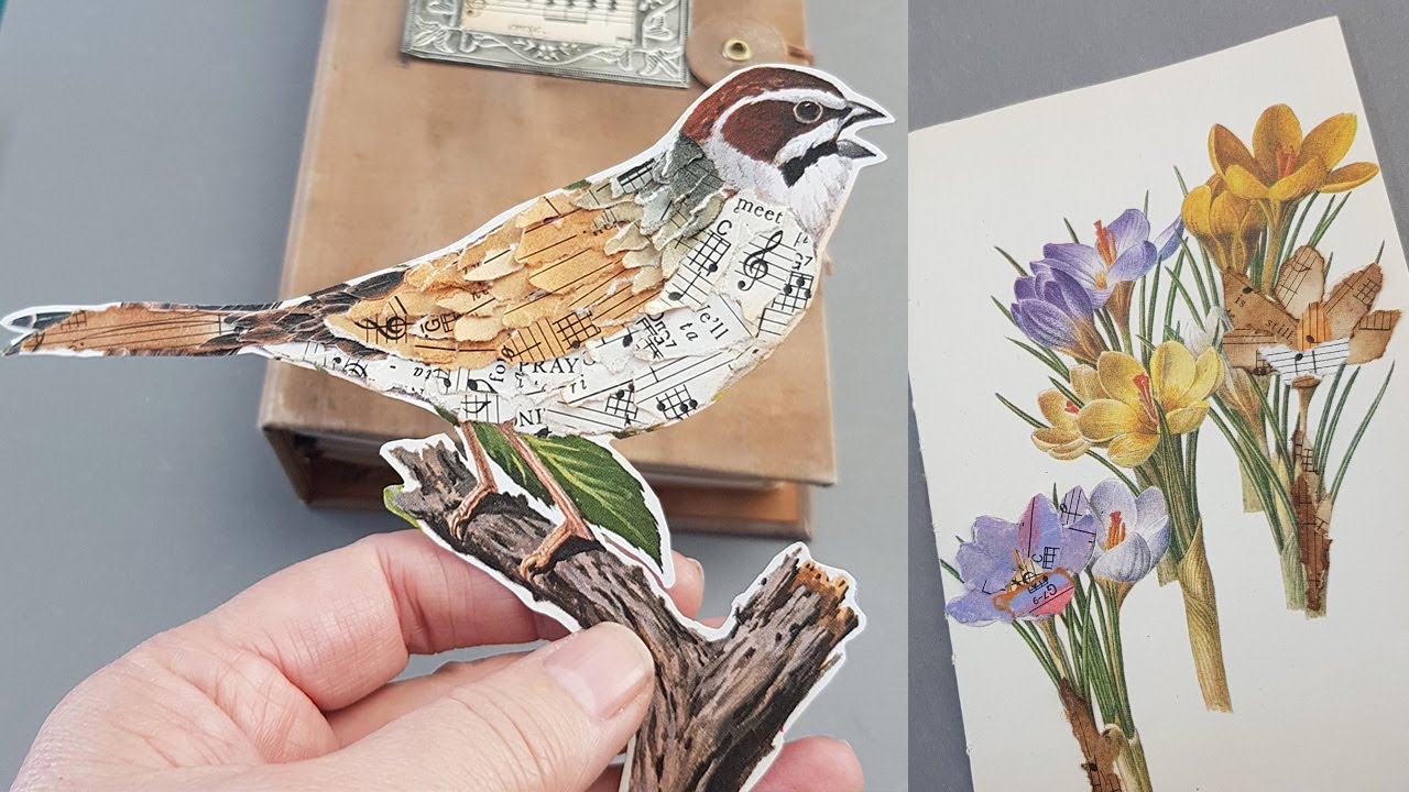 Collage Bird Using Book Pages & Music Paper (So Cute!) - YouTube