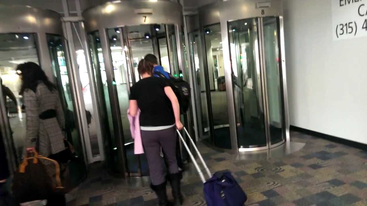 Syracuse airport exit portal doors - YouTube