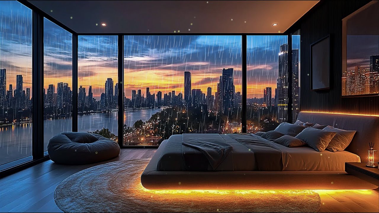 Relaxing Blue Hour Rain In Los Angeles🌧️Calm Rain Ambience For Reading ...