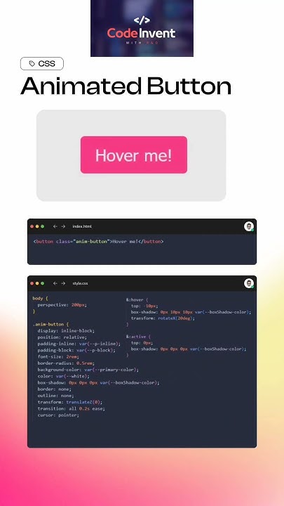 Animated Button Creation Using Css Css Codeinvent Youtube