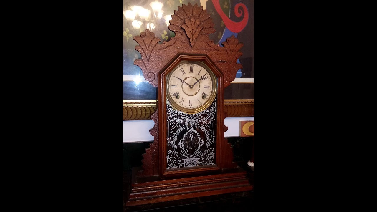 1881 E. Ingraham & Co. Eastlake Walnut Gingerbread Kitchen Clock - YouTube