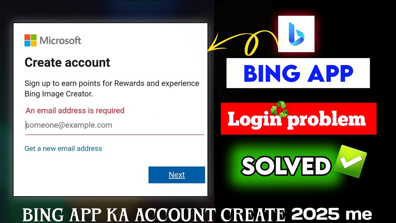 #Microsoft account create kare 2025 | Bing app me login problem solve 😀 ...