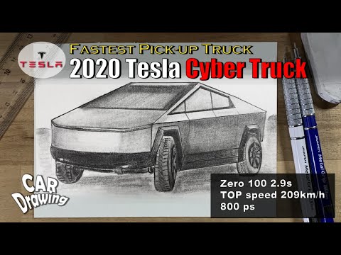[CAR Drawing] How to draw Car Hand drawing easily #10th Tesla ...