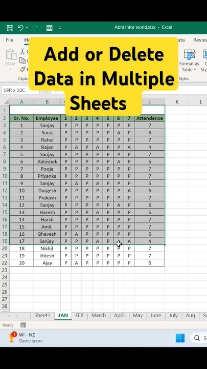 Shorts Viral Excel Add Or Delete Data In Multiple Sheets Exceltutorial Youtube