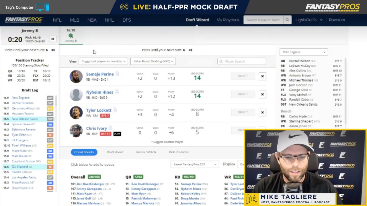 Live Mock Draft w/ Mike Tagliere (Fantasy Football) - YouTube