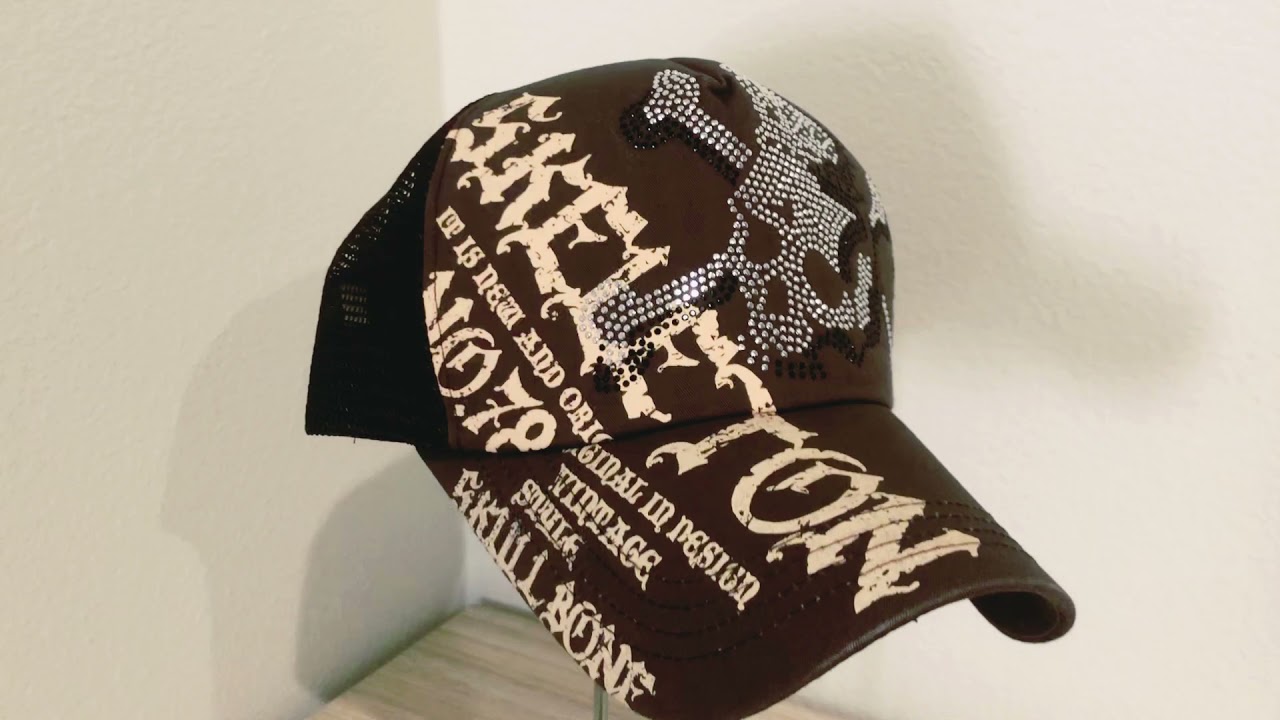 Y2K Fashion Meshed Baseball Cap Skull Rhinestones Hat KR1751 - YouTube