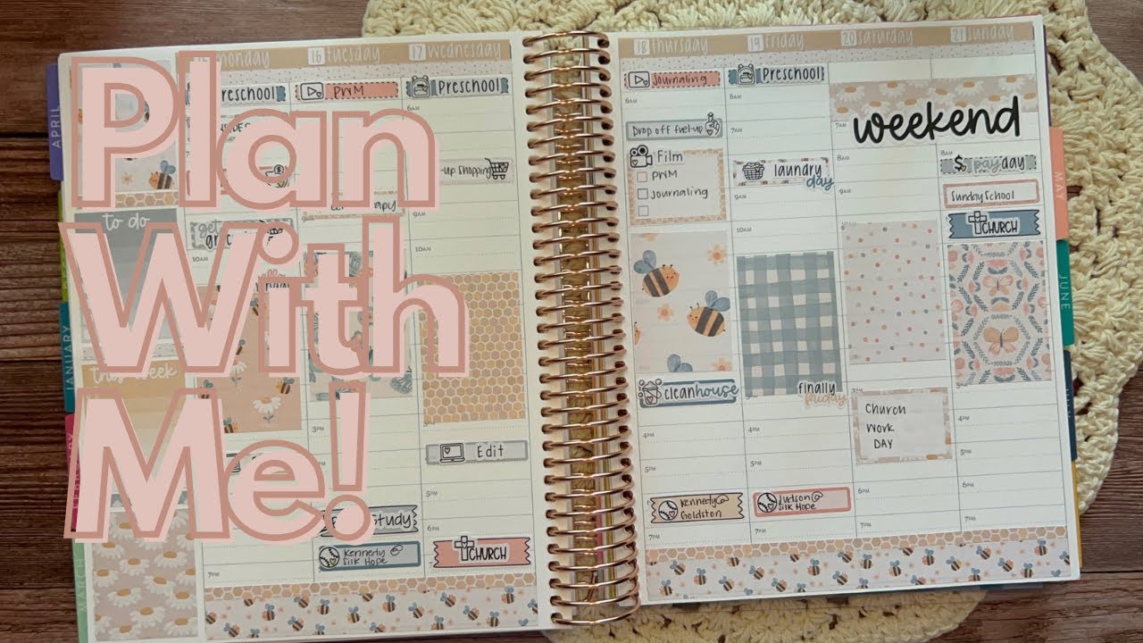 PLAN WITH ME | PlannerKate Stickers and EC Hourly Planner - YouTube