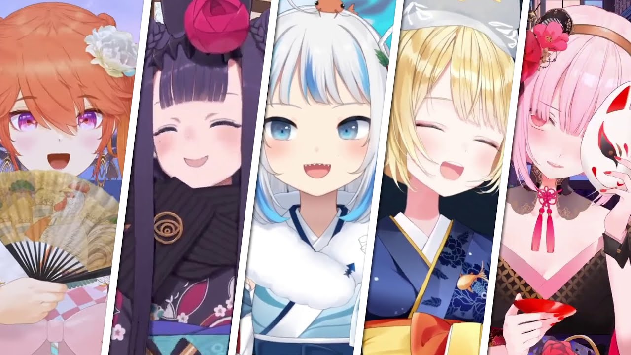 All hololive Myth kimono outfit highlights - YouTube