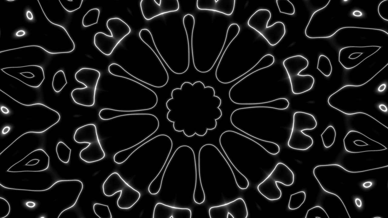 1-Hour Black & White Neon Kaleidoscope | Relaxing 4K Screensaver for ...