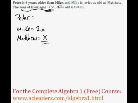 (Algebra 1) Word Problem - Age Question #3 - YouTube