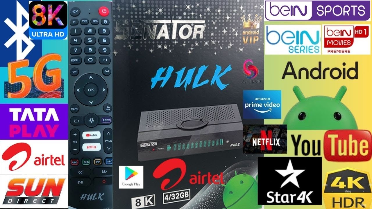SENATOR HULK ANDROID 4K & 8K UHD 5G SATELLITE RECEIVER MOVIES,SERIES,IP ...