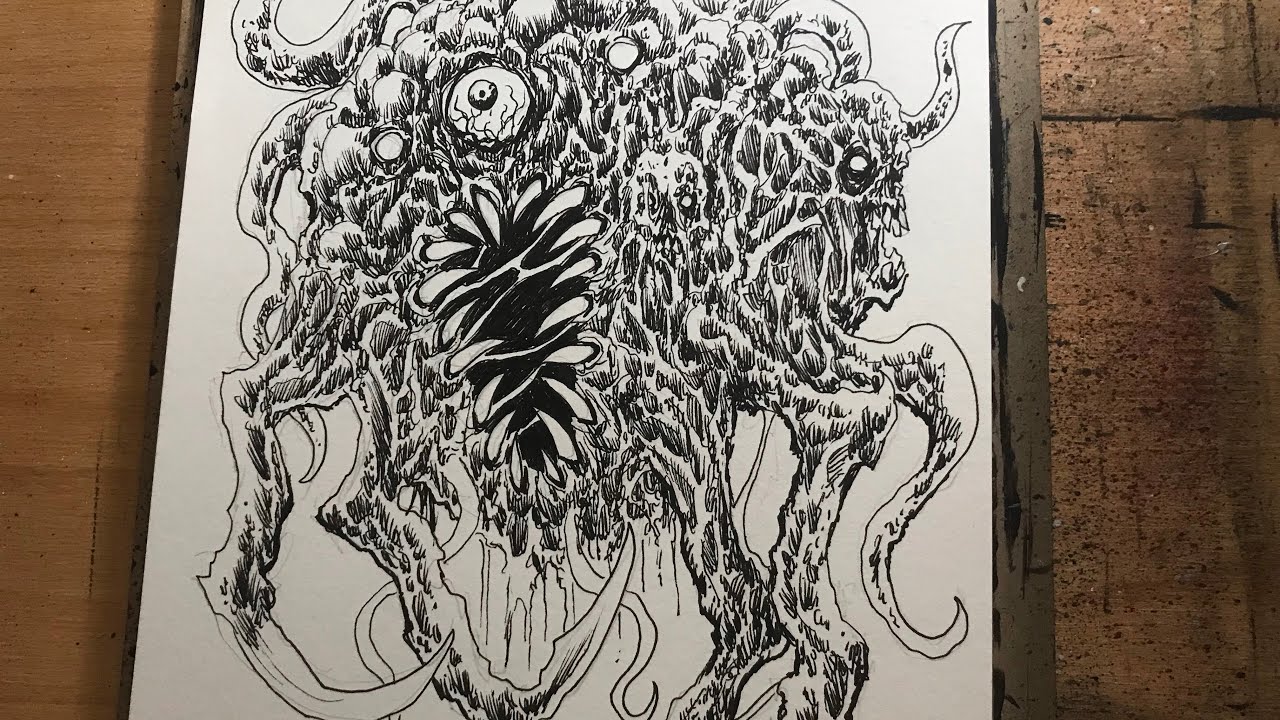 Call of Cthulhu creature drawing - YouTube
