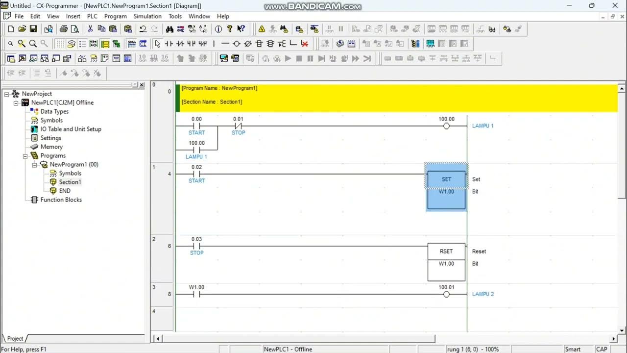 TUTORIAL SIMULASI INSTRUKSI SELFHOLDING DAN SET-RESET MENGGUNAKAN CX PROGRAMMER - YouTube