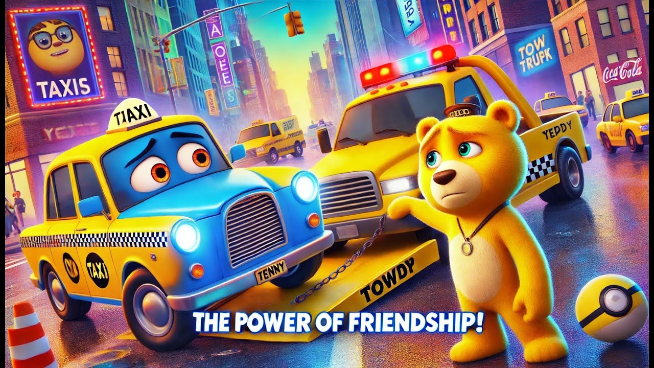 Blue and yellow taxi The blue taxi is in trouble - YouTube