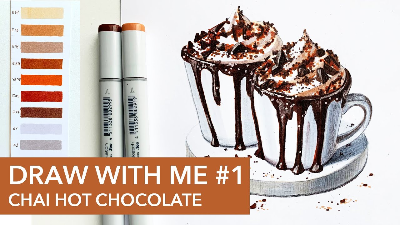 Draw Hot Chocolate with Copic Markers - YouTube
