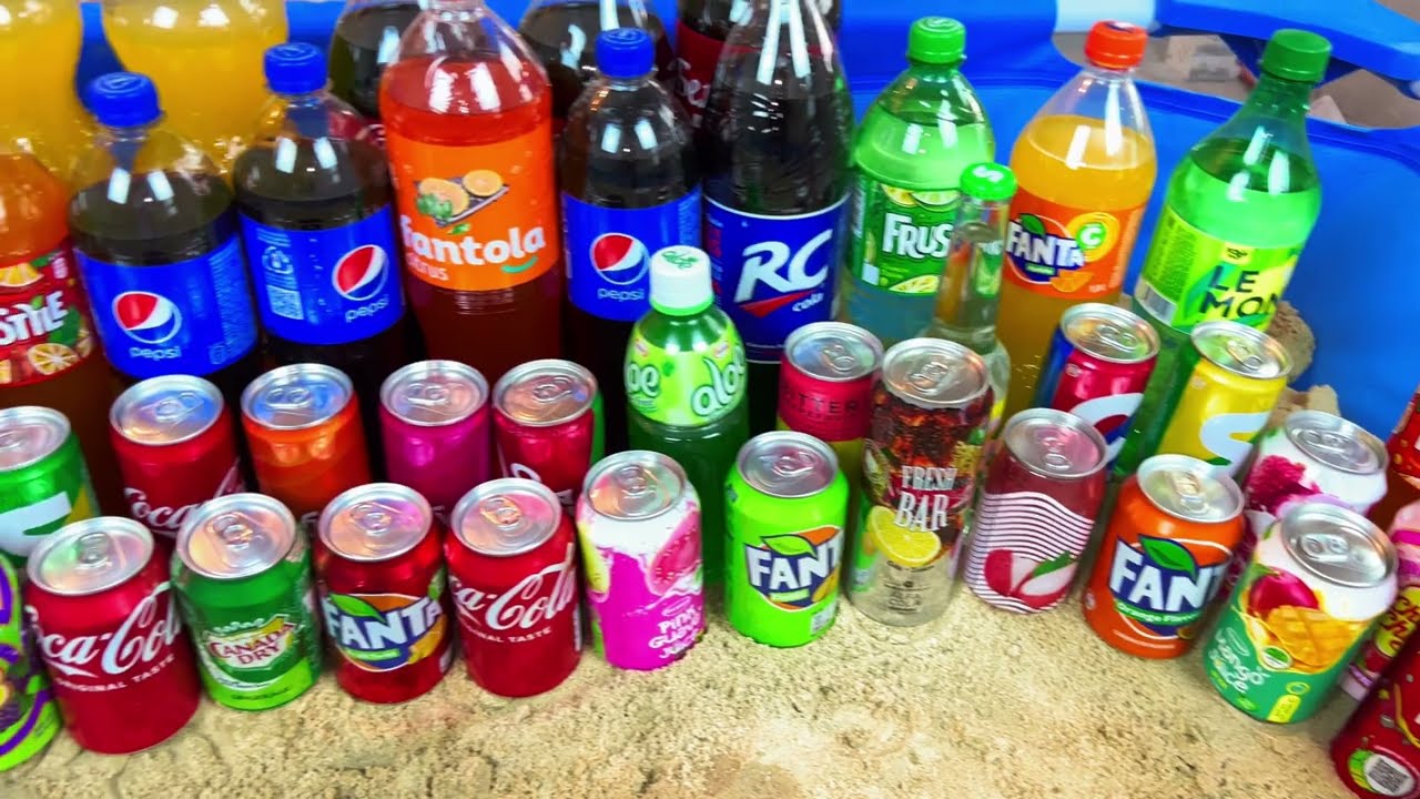 EXPERIMENT: Giant Coca-Cola, Mtn Dew, Fanta & Big Popular Sodas vs ...