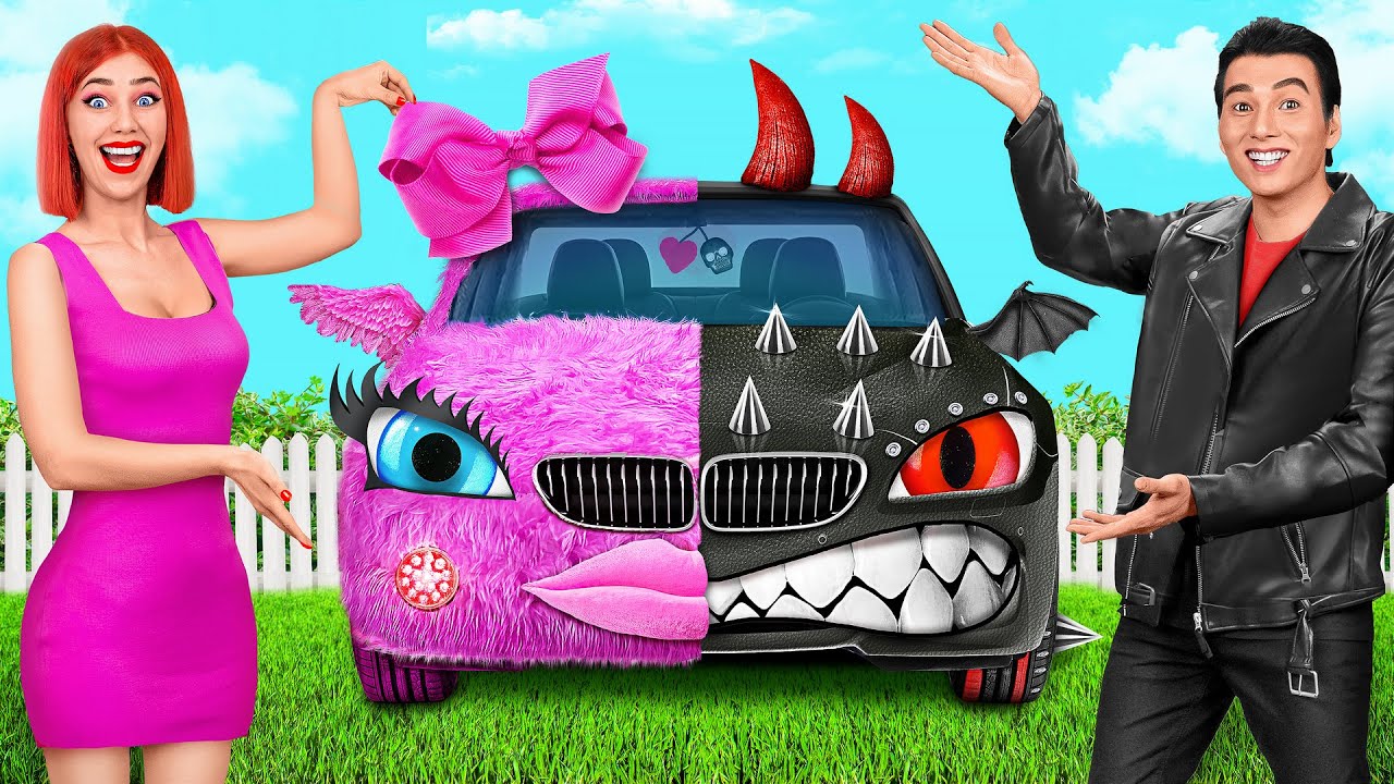 Rosa Auto vs Schwarzes Auto Challenge | Verrückte Challenge von Mega DO Challenge - YouTube