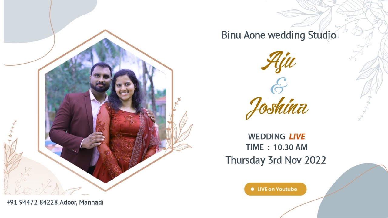 WEDDING || AJU VARGHESE & JOSHINA JOHNSON - YouTube