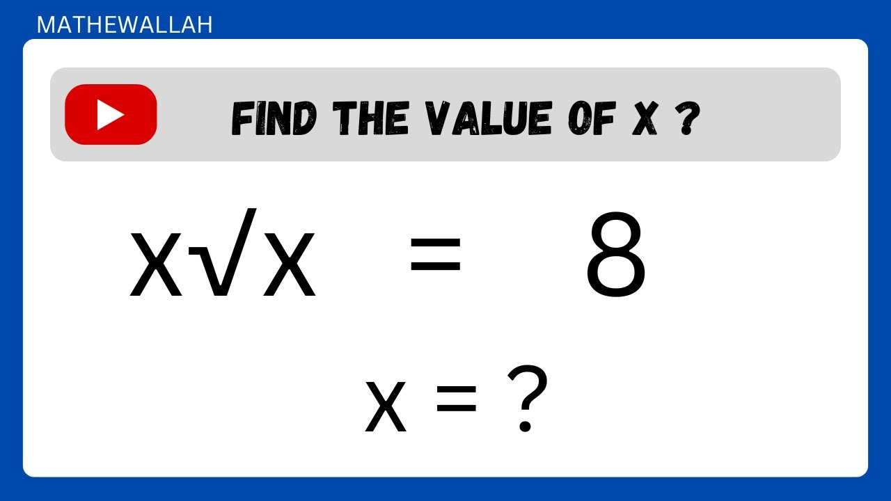 Math Olympiad Question || Find The Value Of x || Math - YouTube