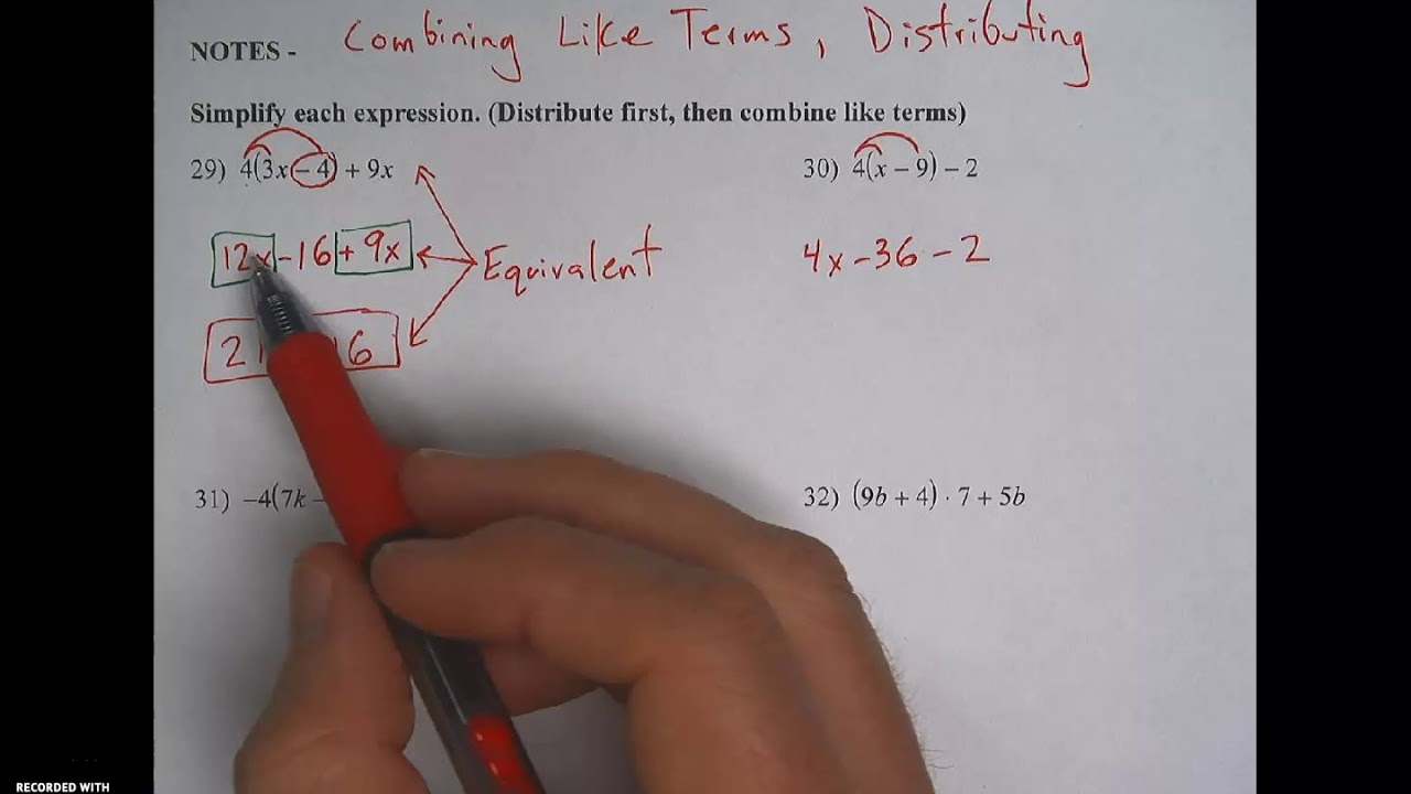 Simplifying Expressions Two steps - YouTube