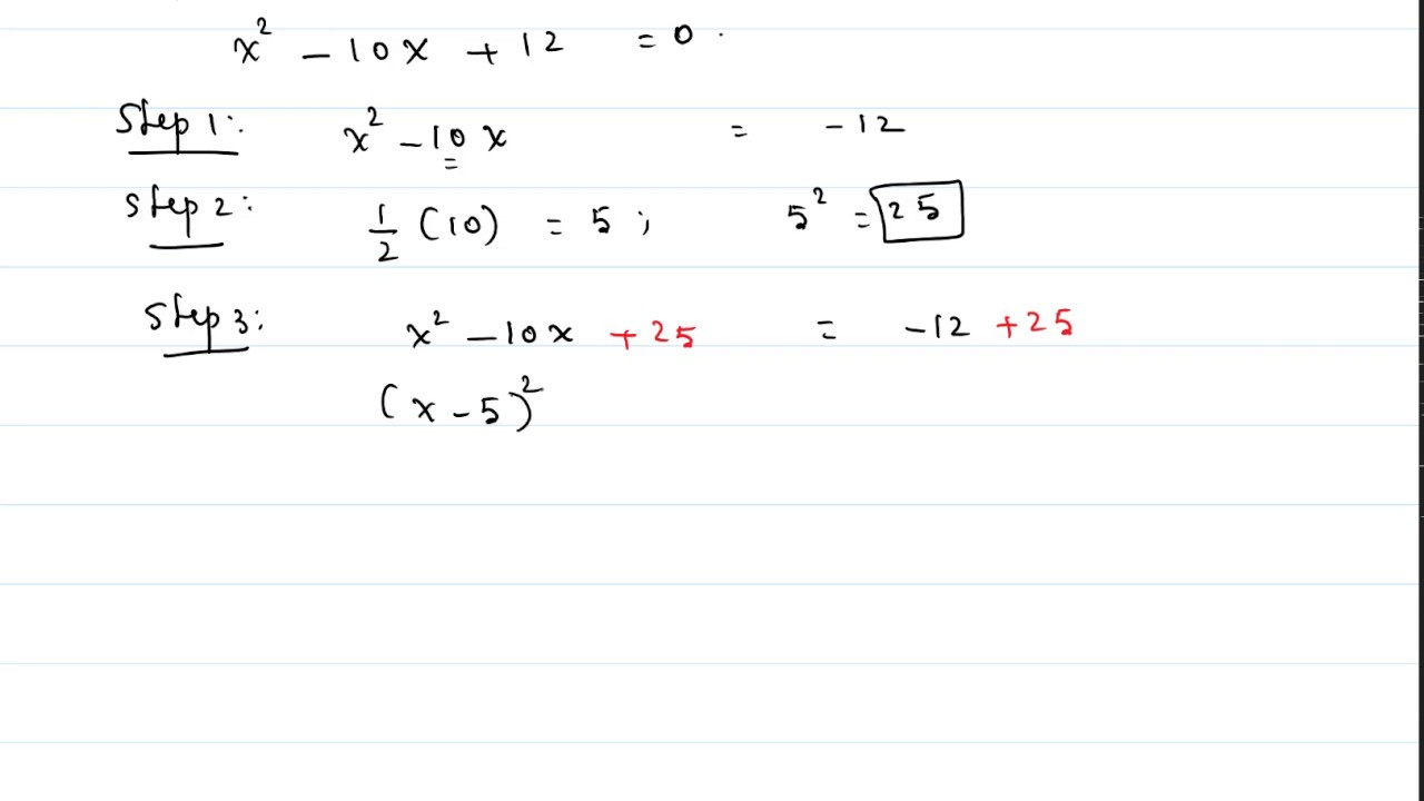Solving A Quadratic Equation By Completing The Square Exact Answers