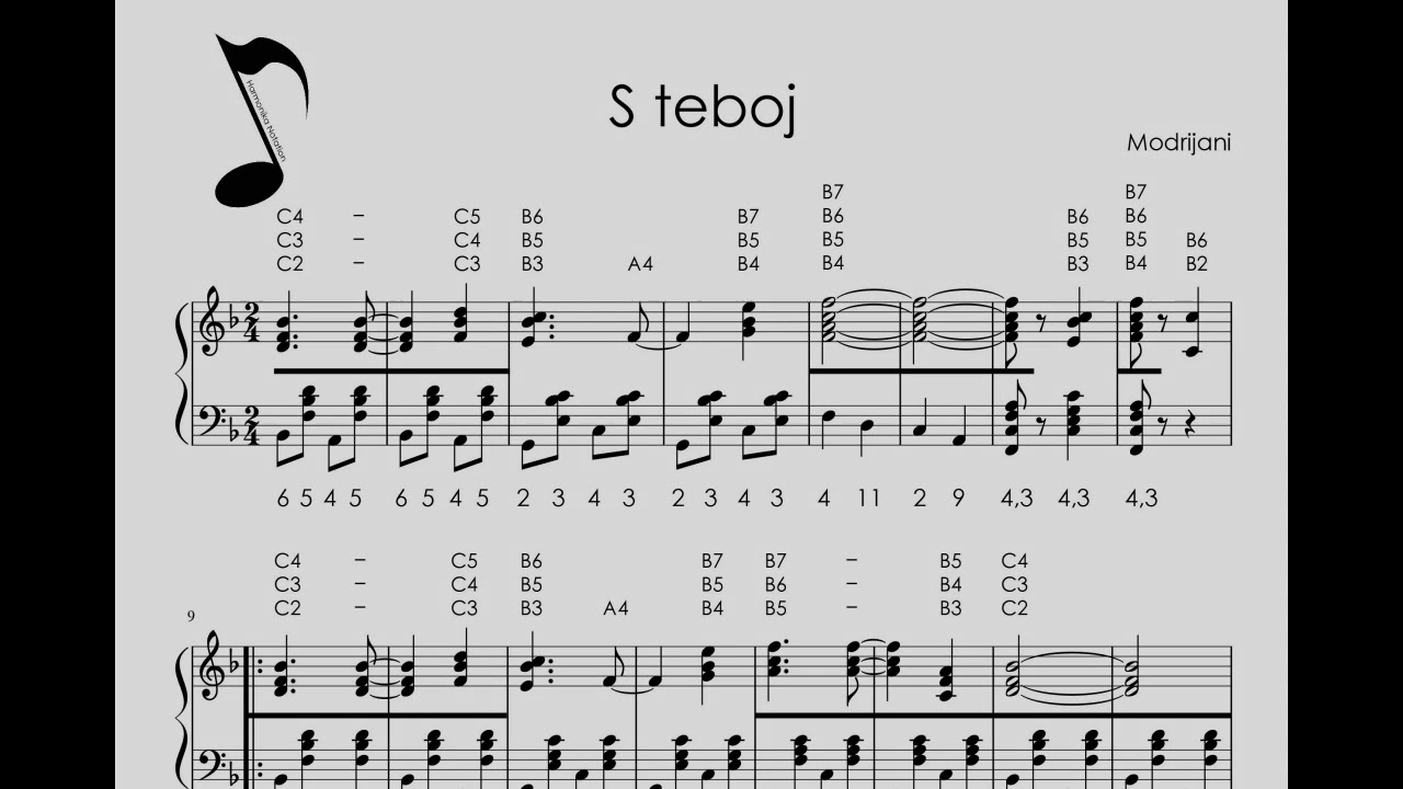 Brezplačne note | Modrijani - S teboj - YouTube